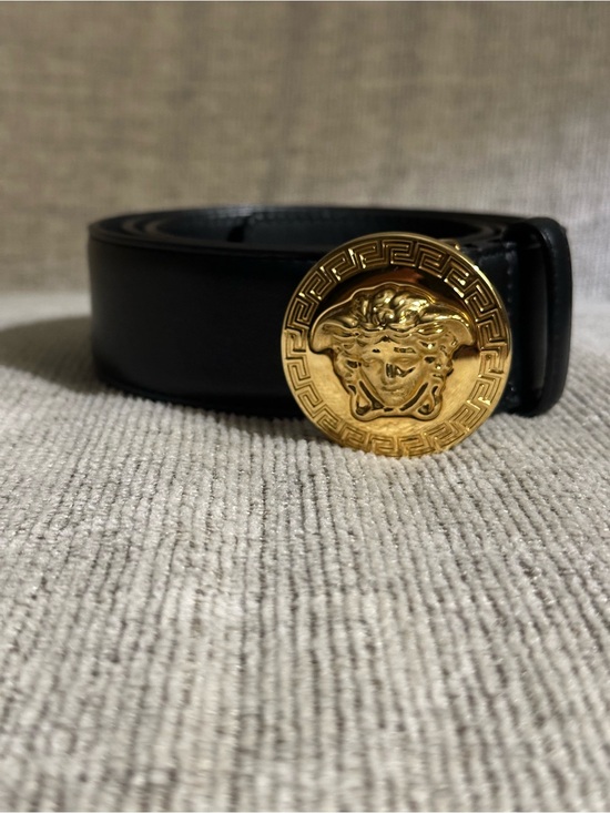 Versace | Accessories | Versace Black Leather Logostamped Belt | Poshmark